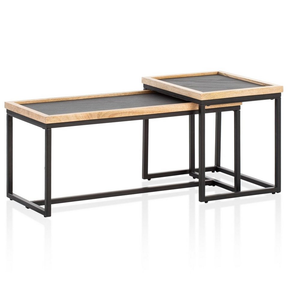 Finebuy Satztisch Fb98224 Couchtisch 2er Set Mango Massivholz