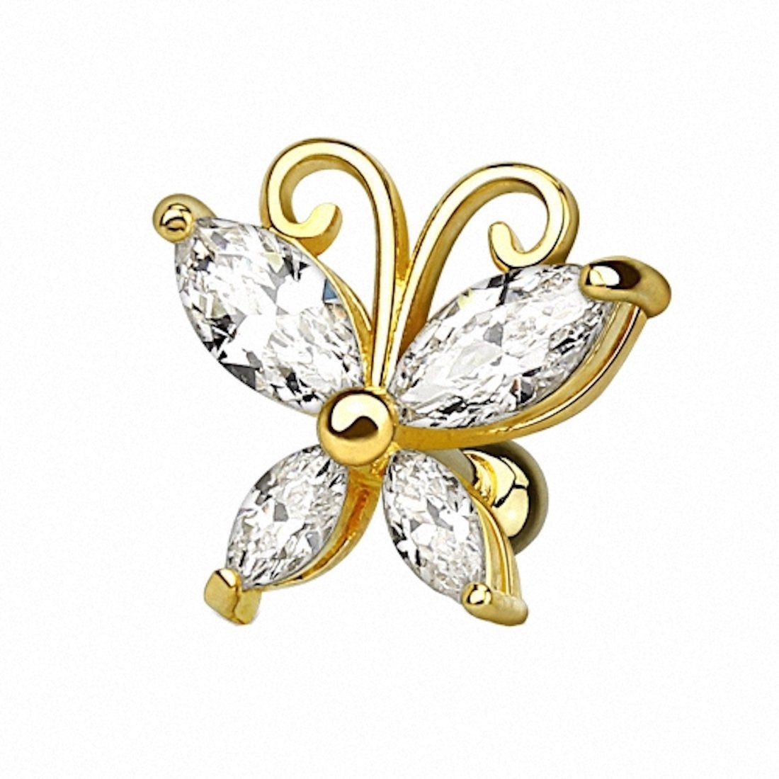 Taffstyle Piercing-Set Tragus Ohr Piercing Stecker Kristall ...