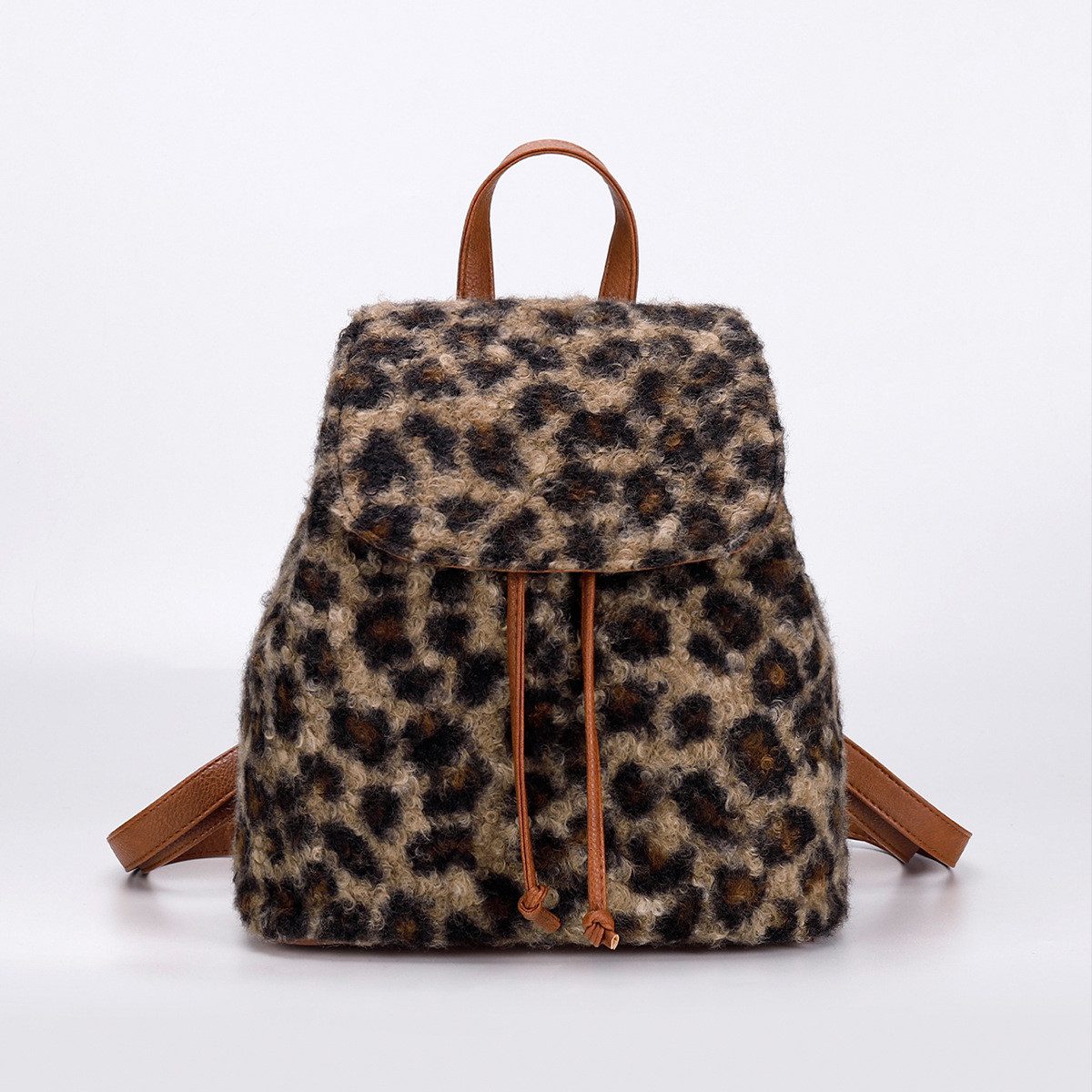 Cocopop Studio Freizeitrucksack Plüsch Leopard Print Casual Rucksack