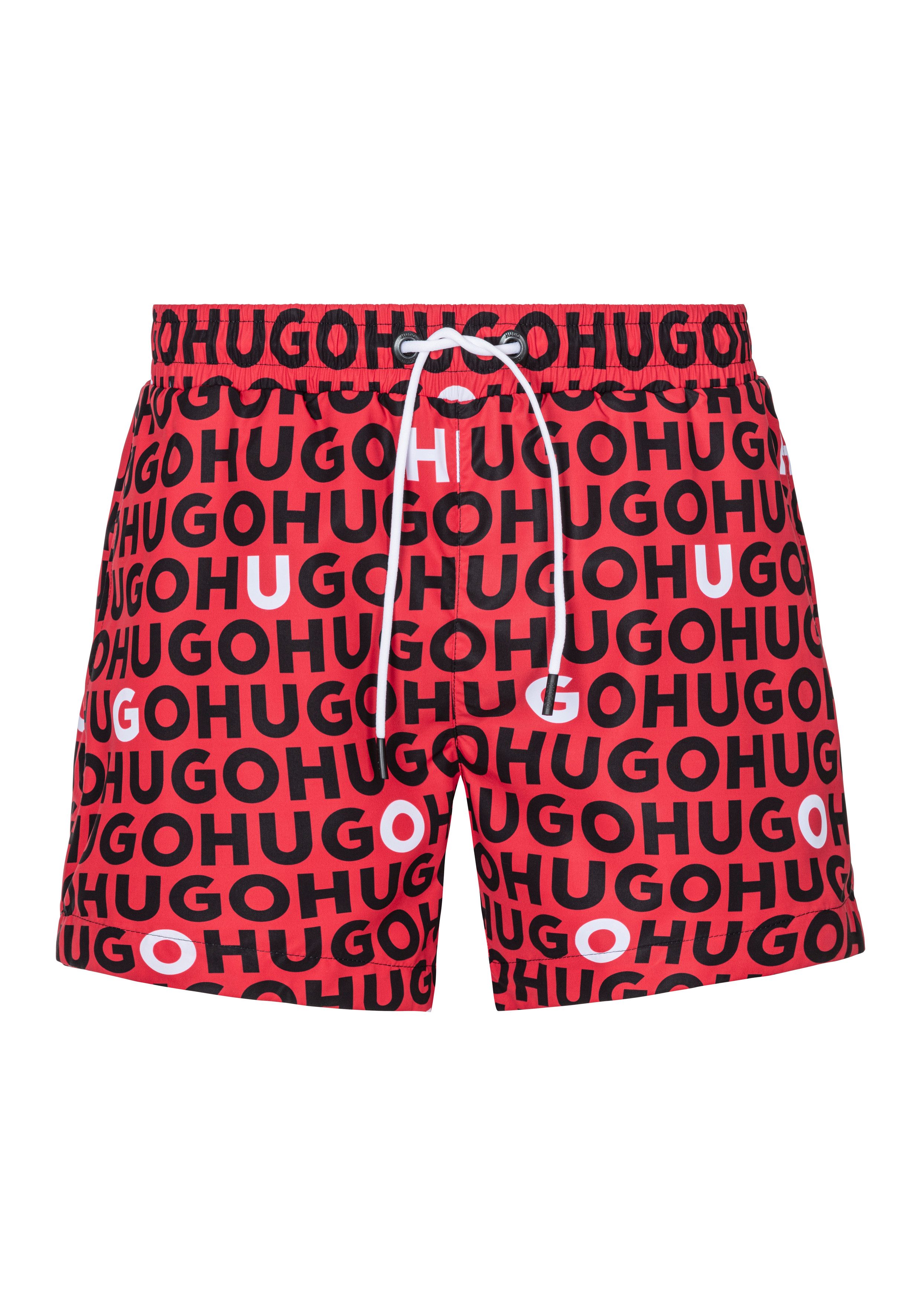 HUGO Badehose TORTUGA mit Allover-Logoschriftzug