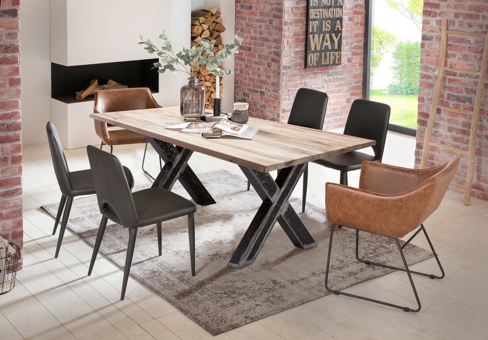 Sit Esstisch Tisch 180x100 Cm Platte Balkeneiche Gestell Platte