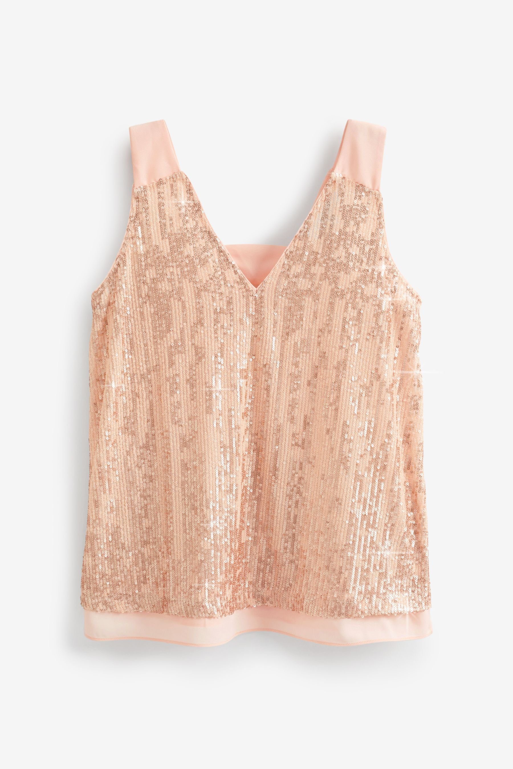 Next Shirttop Ärmelloses Pailletten Trägertop Mit V Ausschnitt 1 Tlg