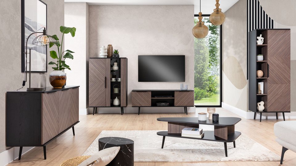 Mirjan24 Wohnzimmer Set Pinelli I 5er Set Kommode Couchtisch Regal