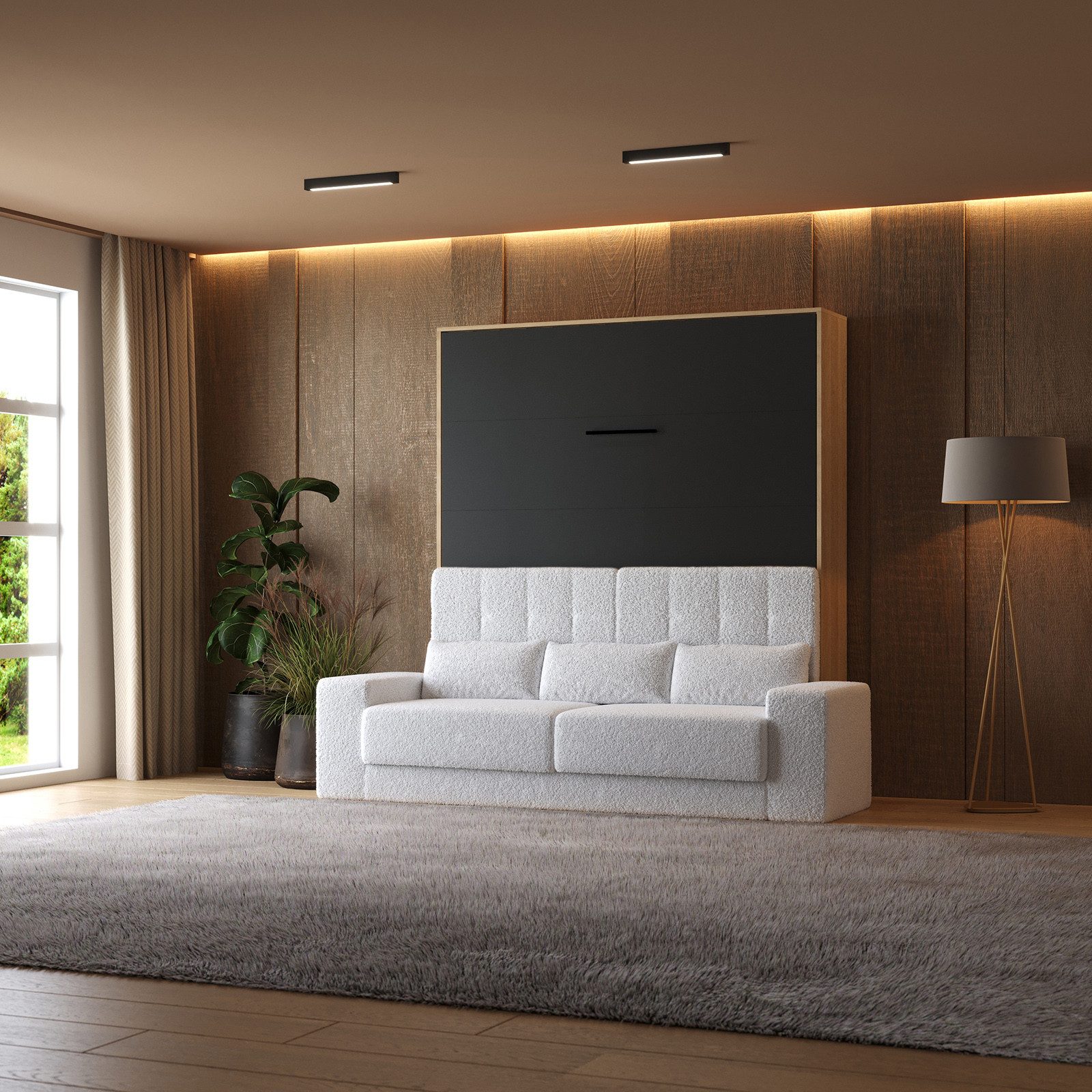 SMARTBett Schrankbett Schrankbett +SOFA Weiss M1 160x200 V Klappbett ...