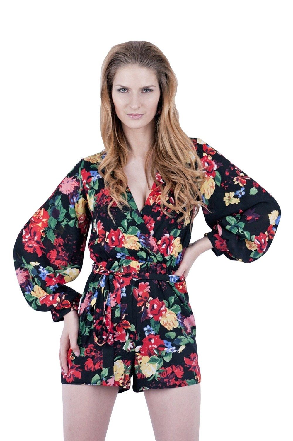 Sarciaeu Minikleid John Zack Schwarzer Mini Overall Mit Blumen Gemustert M
