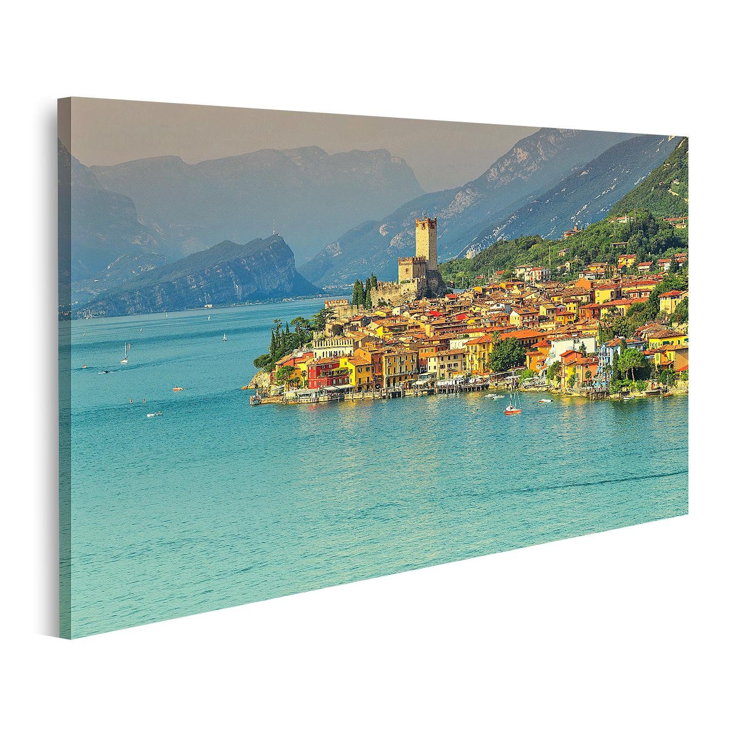 islandburner Leinwandbild Bild auf Leinwand Fabulous Garda See mit hohen Bergen im Hintergrund u