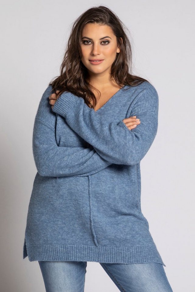 Ulla Popken Strickpullover Pullover Ziernaht Oversized Weicher Feinstrick