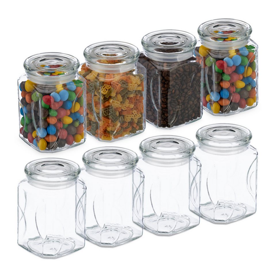 Relaxdays Vorratsglas 8er Set Vorratsgläser Mit Deckel 750 Ml Glas 8