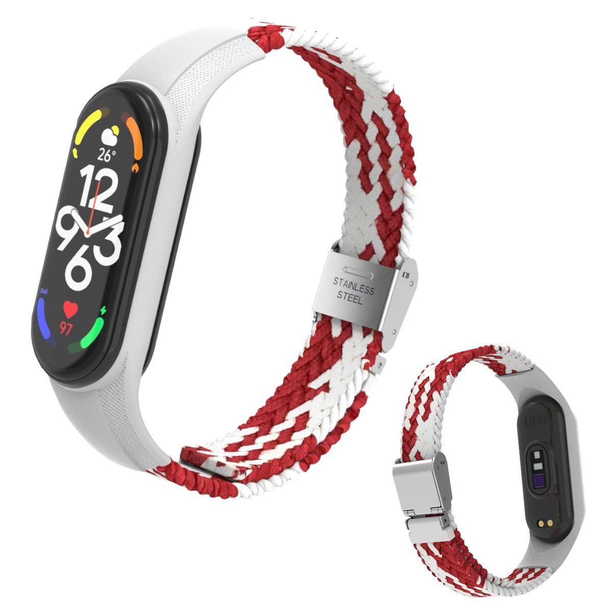 Wigento Smartwatch Armband Für Xiaomi Mi Band 7 Uhr Watch Nylon Silikon
