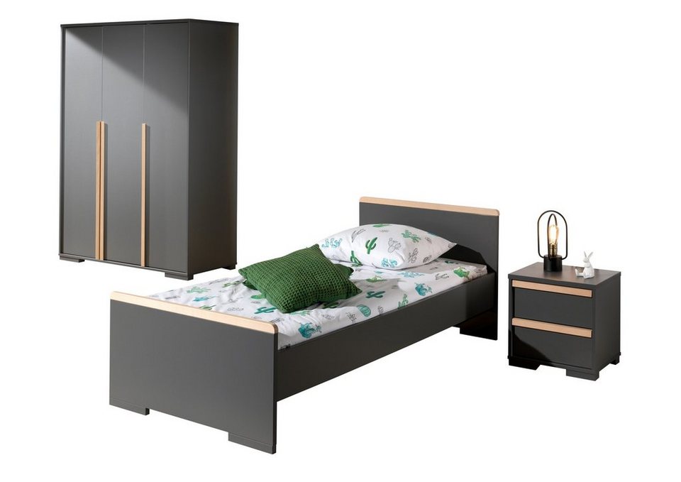 Möbelando Jugendzimmer Set London In Anthrazitbuche Mit 2 Schubladen