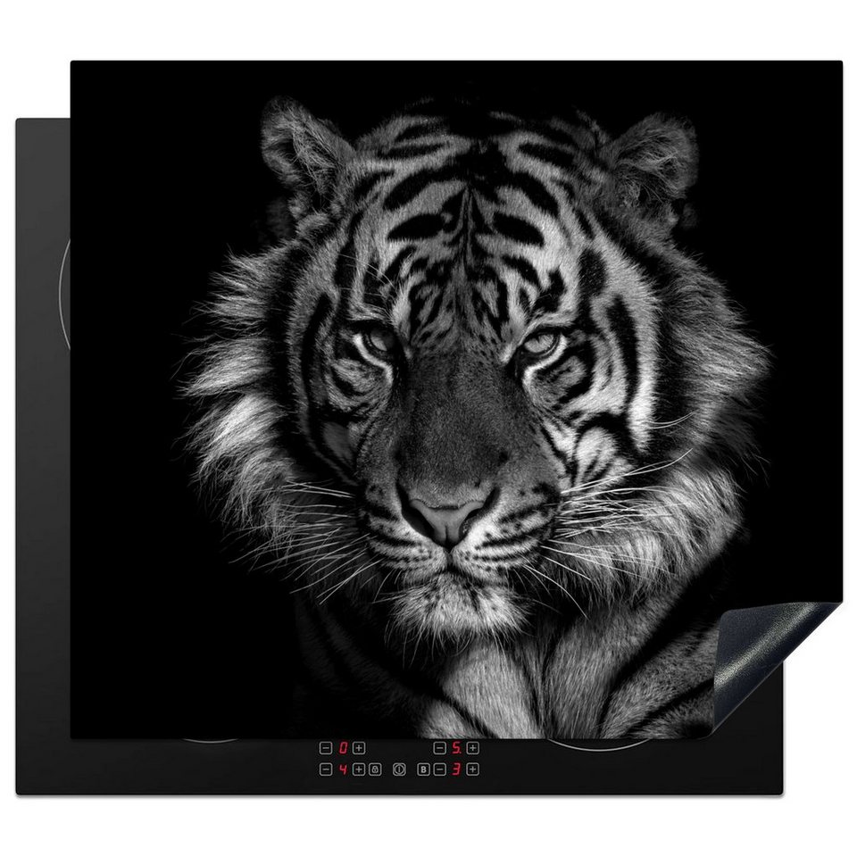 Muchowow Herdblende Abdeckplatte Wütender Tiger Auf Schwarzem