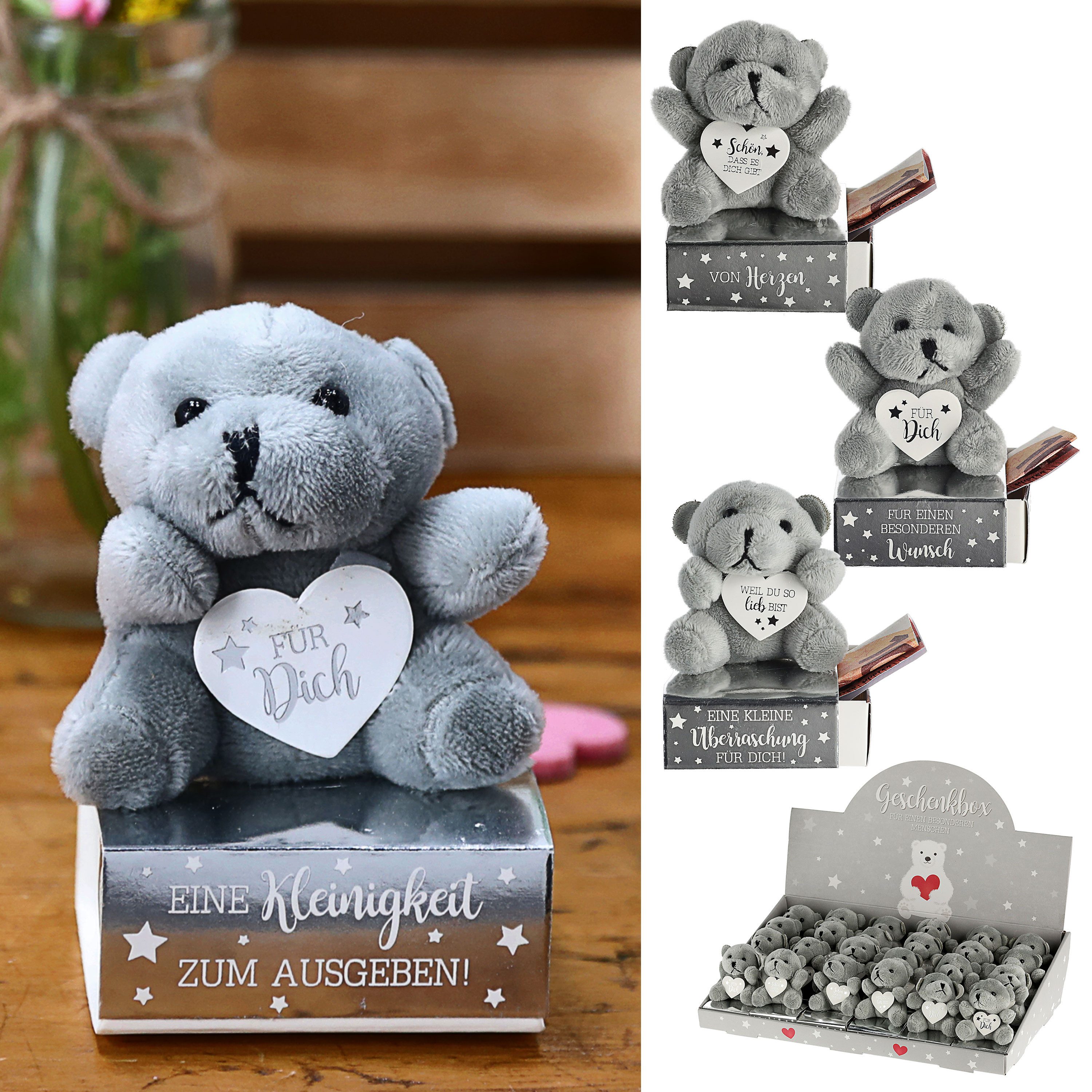 CEPEWA Geschenkbox Geschenkbox Teddybär 24 Stück Display 6x9cm Karton ...