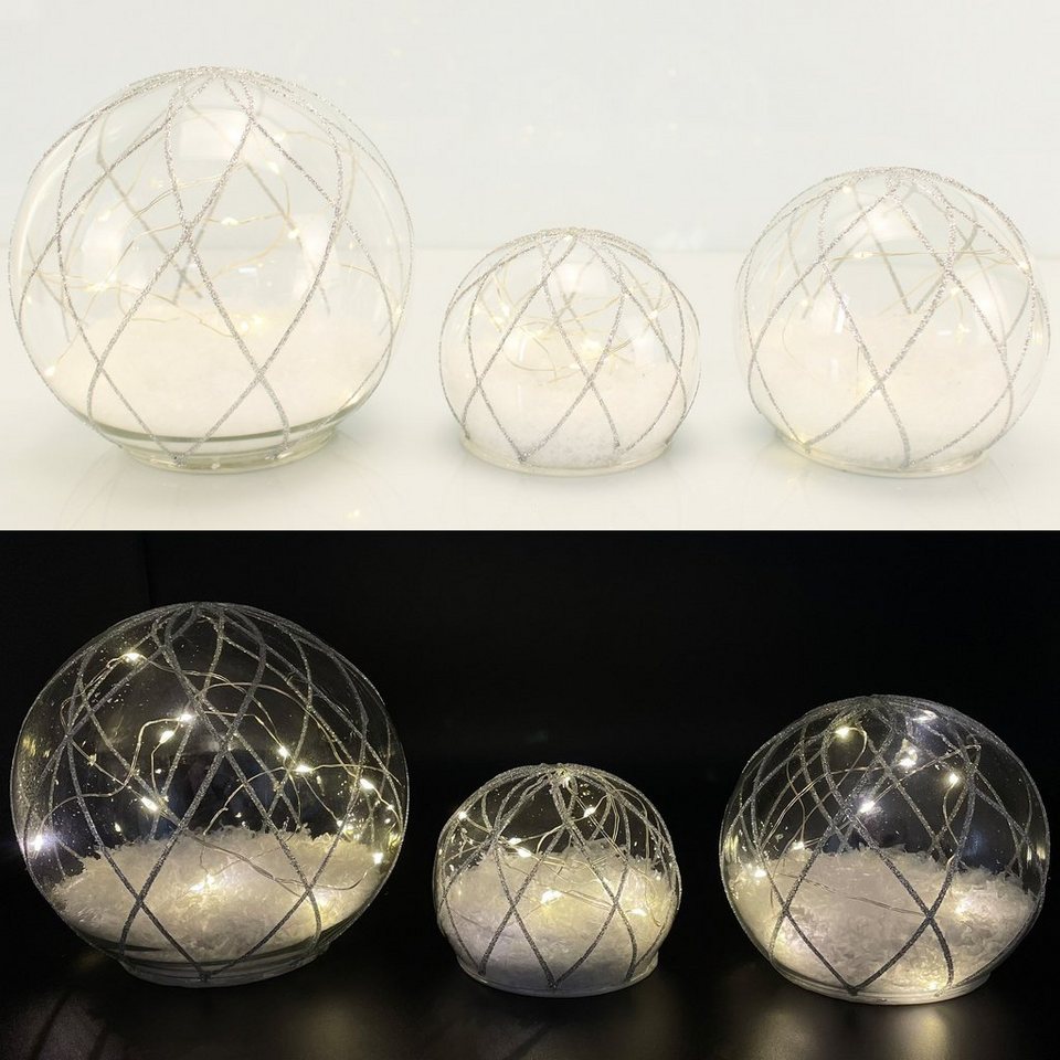 Online Fuchs Led Dekoobjekt 3er Set Glaskugeln Mit Led Lichterkette