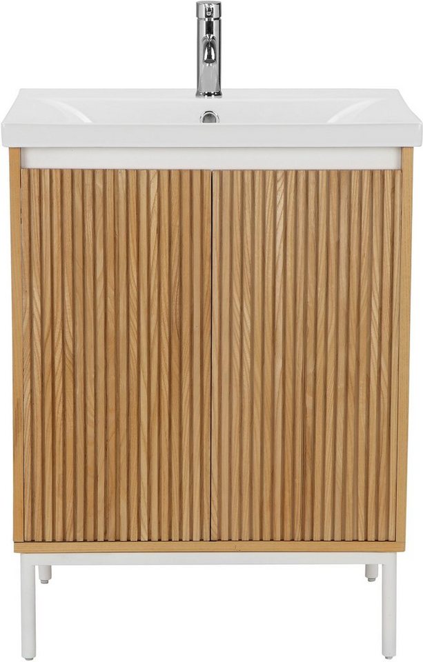 Welltime Waschtisch Falun Komplett Set Badezimmerschrank Badschrank