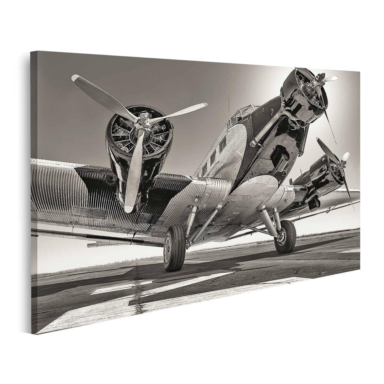 islandburner Leinwandbild Bild auf Leinwand Flugzeug Oldtimer Historisches Flugzeug Startbahn Be