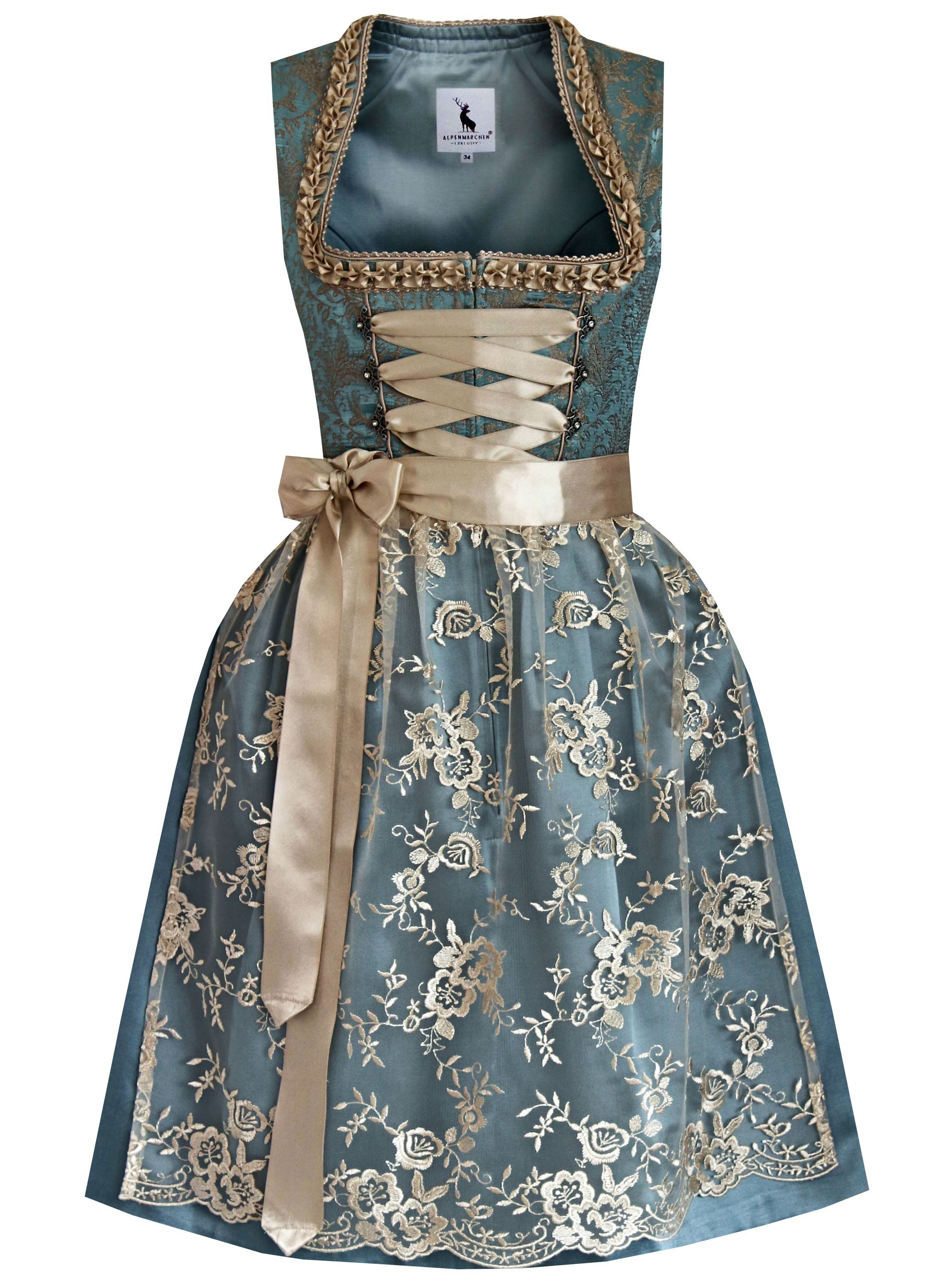 Alpenmärchen Dirndl Dirndl Violet in blau und creme - ALM768, Trachtenkleid