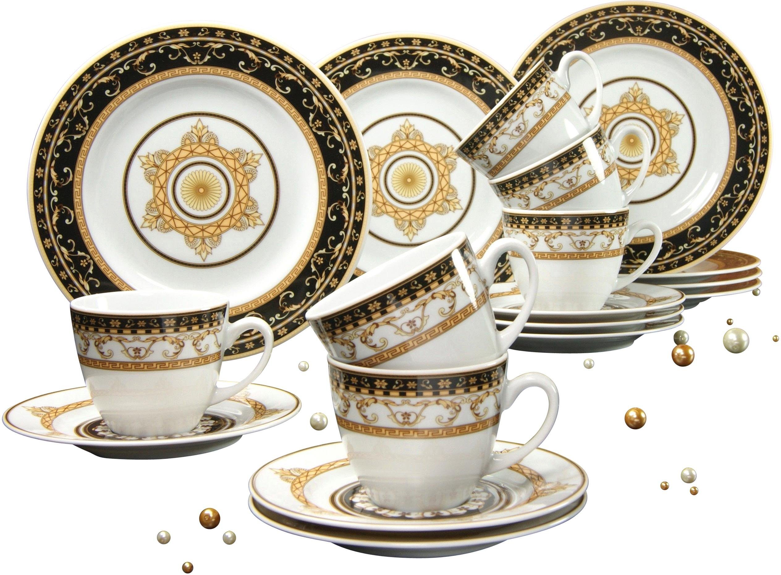 Creatable Kaffeeservice Majestosa 18 Tlg Porzellan Dekor Schwarz