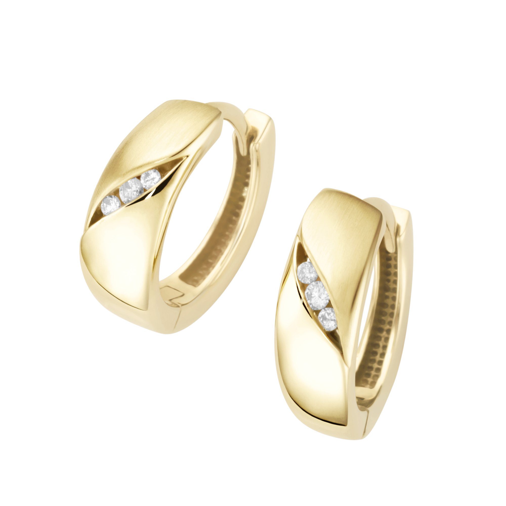 Luigi Merano Paar Creolen matt, glanz, mit Brillanten, Gold 585