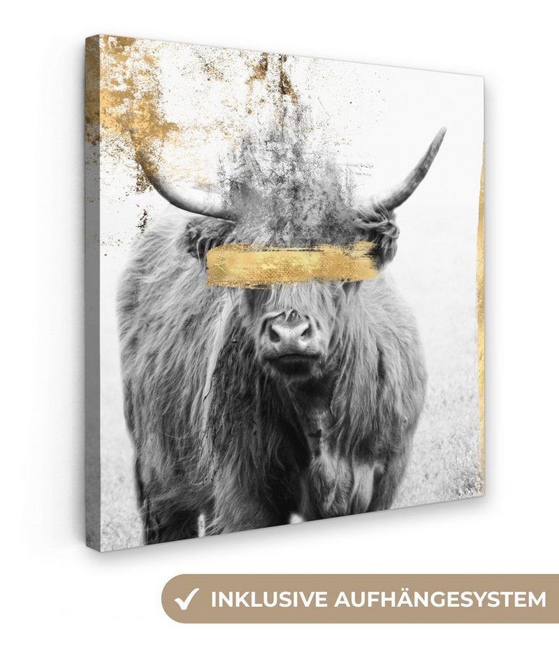 Onemillioncanvasses® Leinwandbild Schottischer Highlander Gold