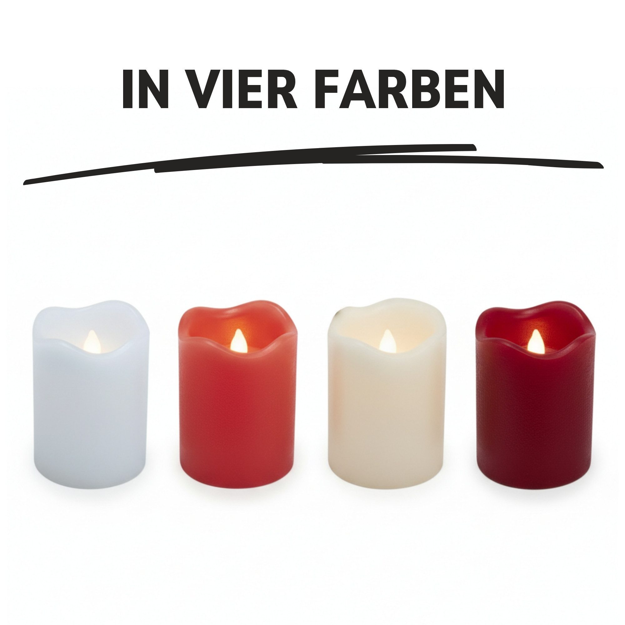 ToCi LED-Kerze 4er-Set LED-Kerze mit Timer Kerzenlicht Echtwachskerze ...