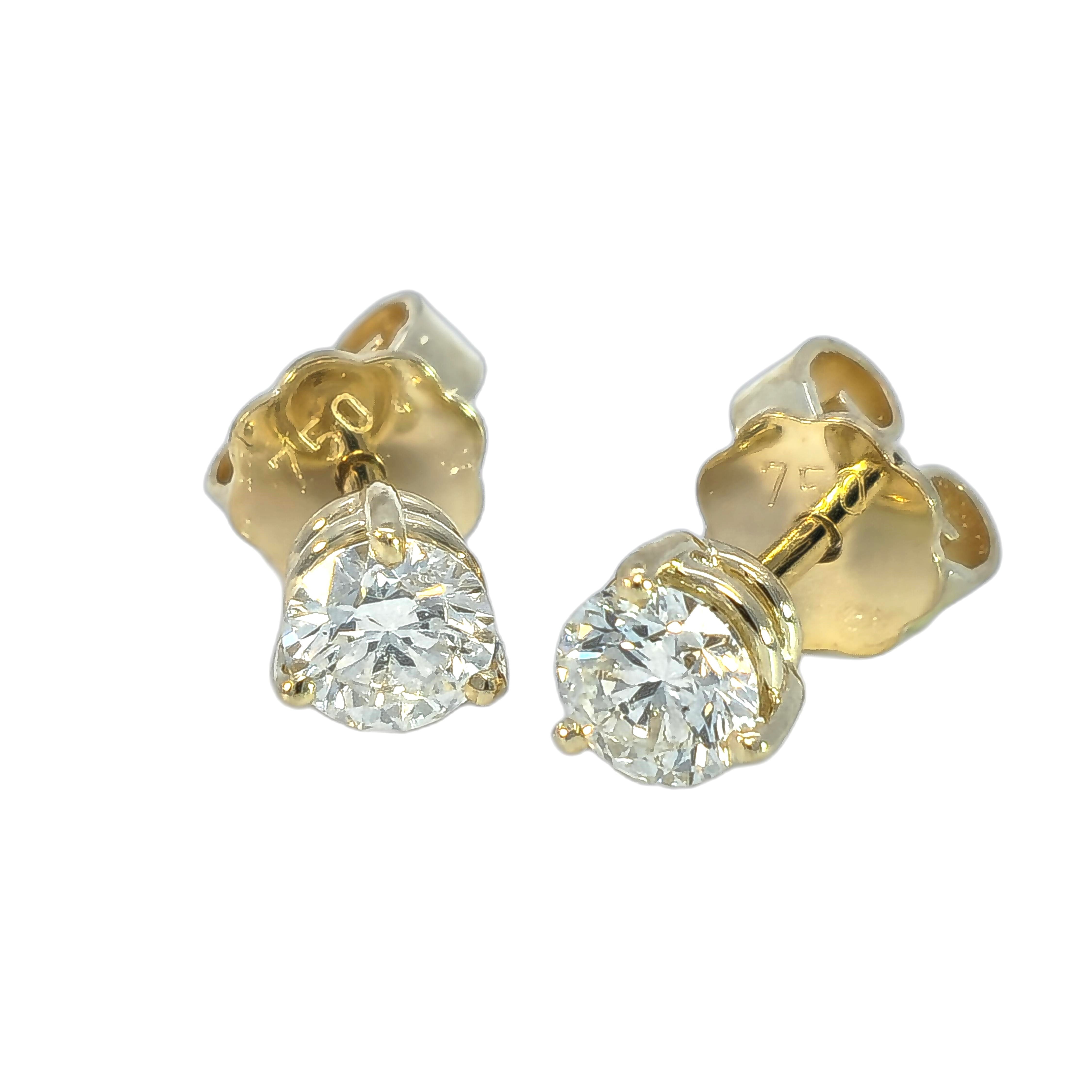 Webgoldschmied Paar Ohrstecker Ohrstecker 750 Gold mit 2 Diamanten Lupenrein (IF) feines weiß (F ...