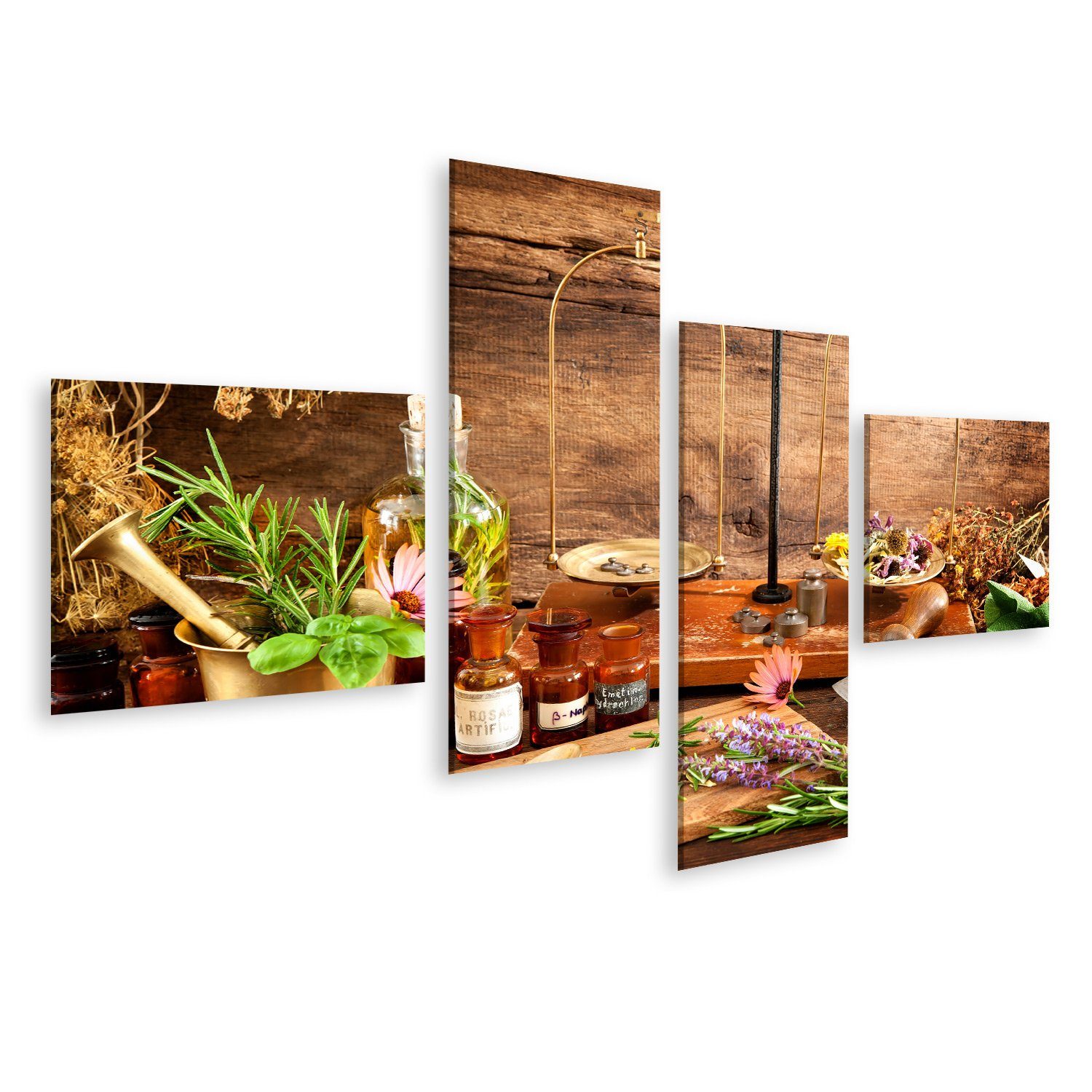 islandburner Leinwandbild »Bild auf Leinwand Antike Natürliche Arzneimittel Pflanzliche Fläschche«
