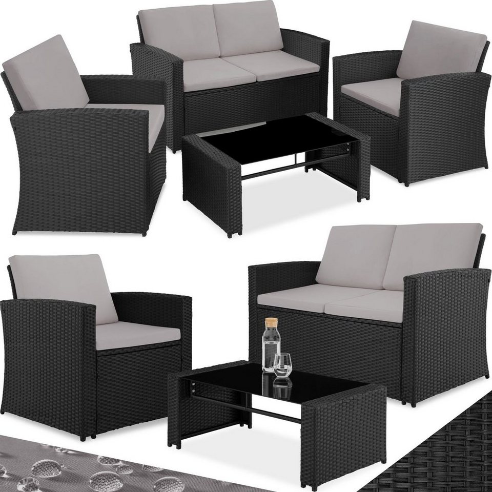 Tectake 800905 Polyrattan Sitzgruppe Für 4 Personen 12 Teilig