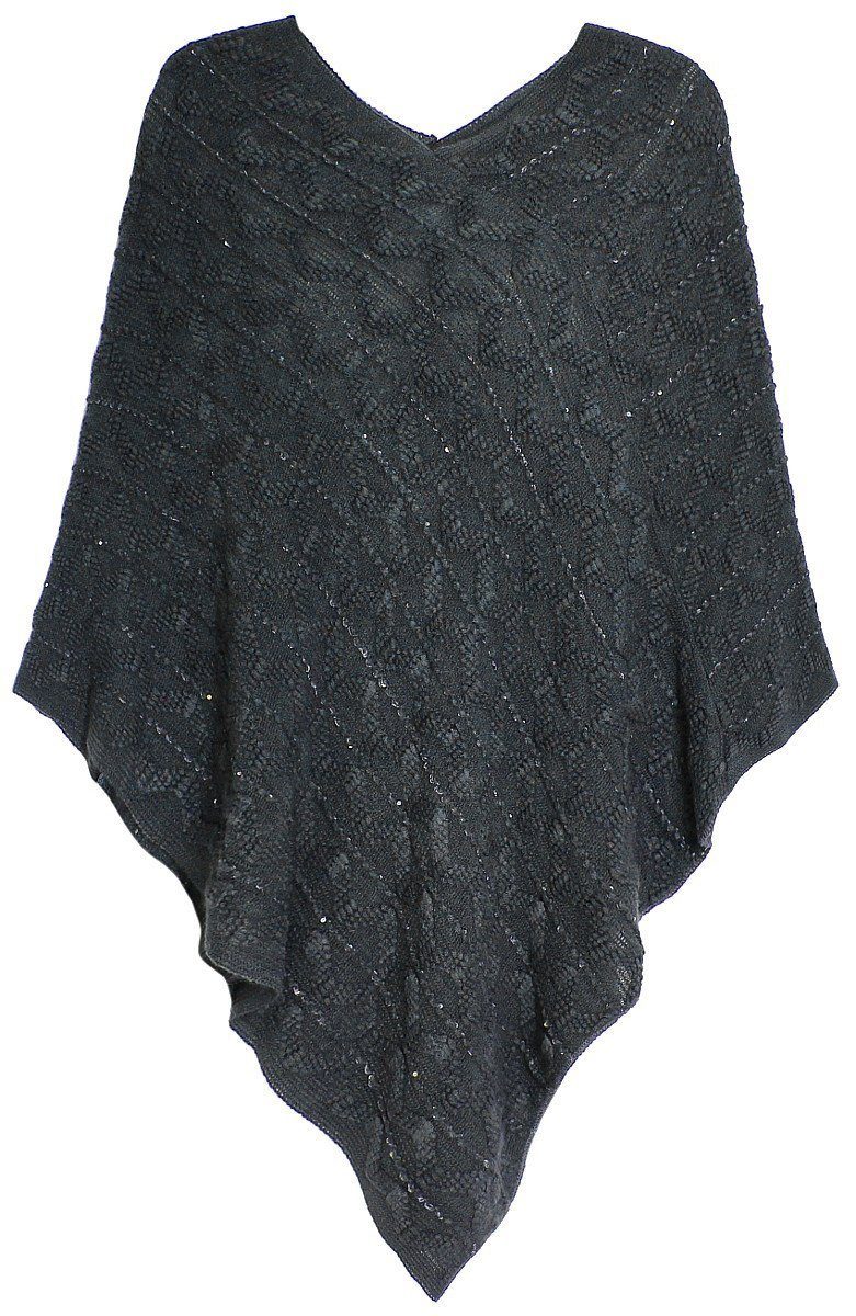 dy_mode Strickponcho Damen Poncho mit Pailletten Strickponcho Umhang ...