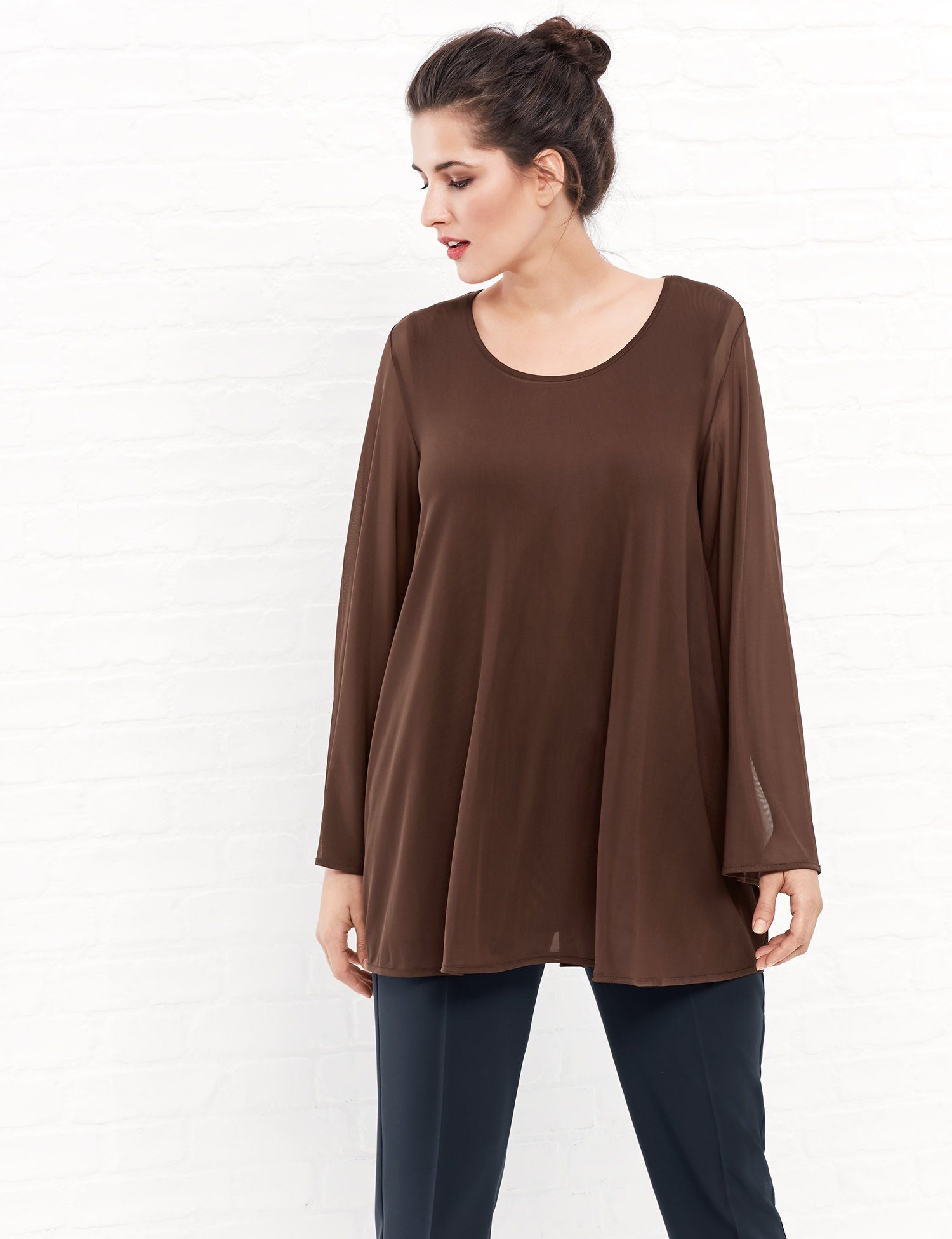 Samoon T Shirt Langarm Rundhals Leichte Tunika In A Linie Online