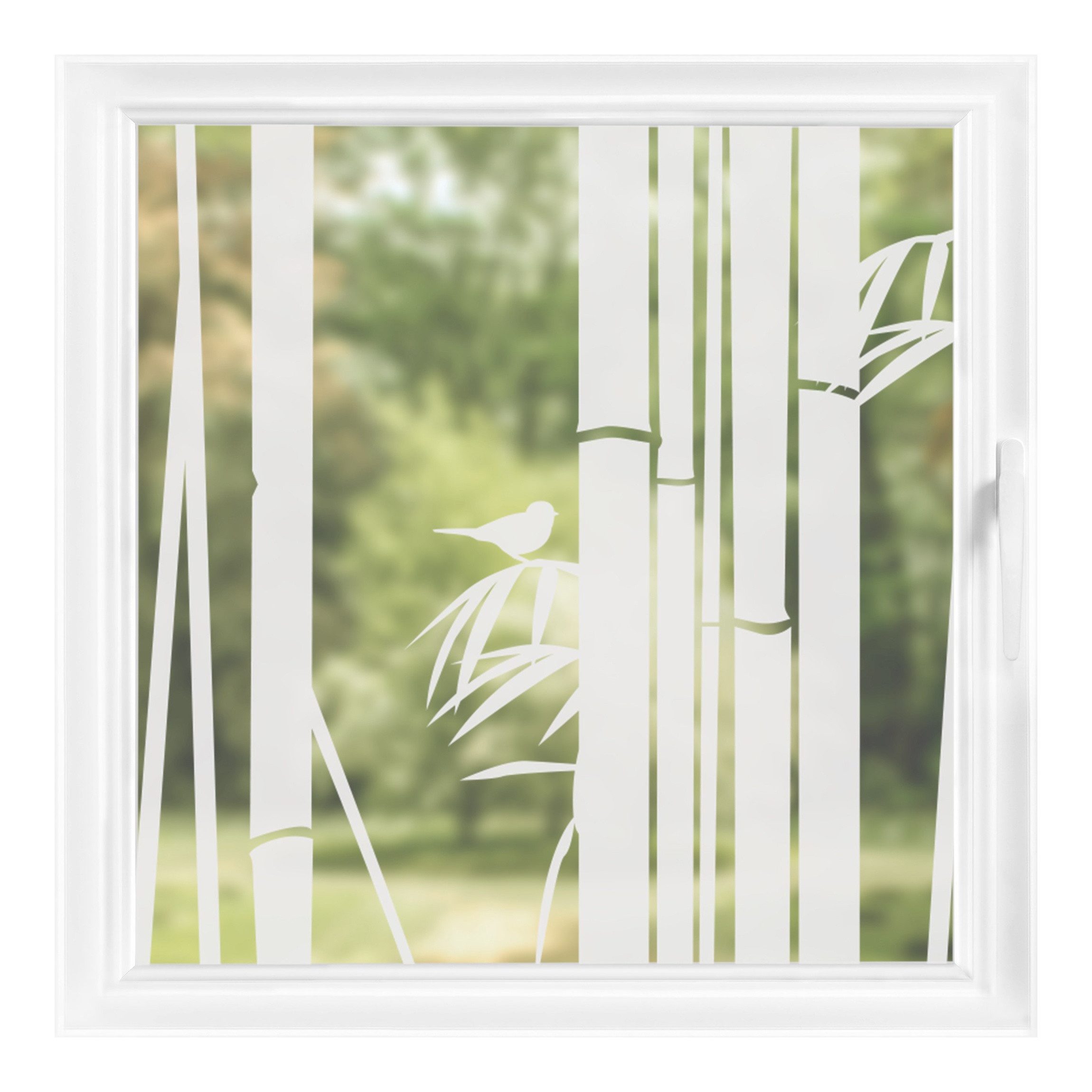 Bilderdepot24 Fensterfolie statisch haftend Motiv Fensterdeko Bambus II Blume, blickdicht, Innen ...