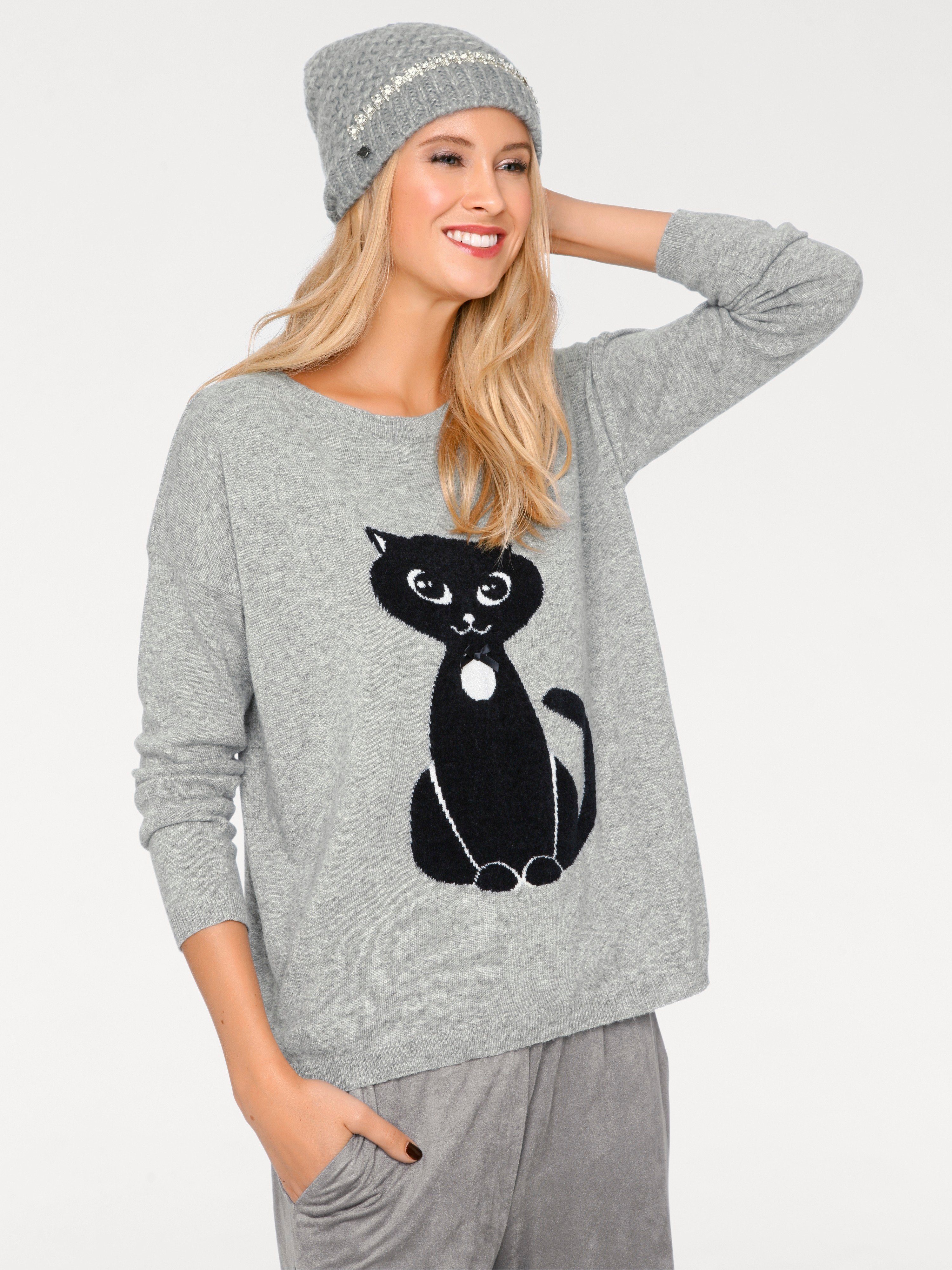 Bc Best Connections By Heine Rundhalspullover Mit Katzen Motiv Online