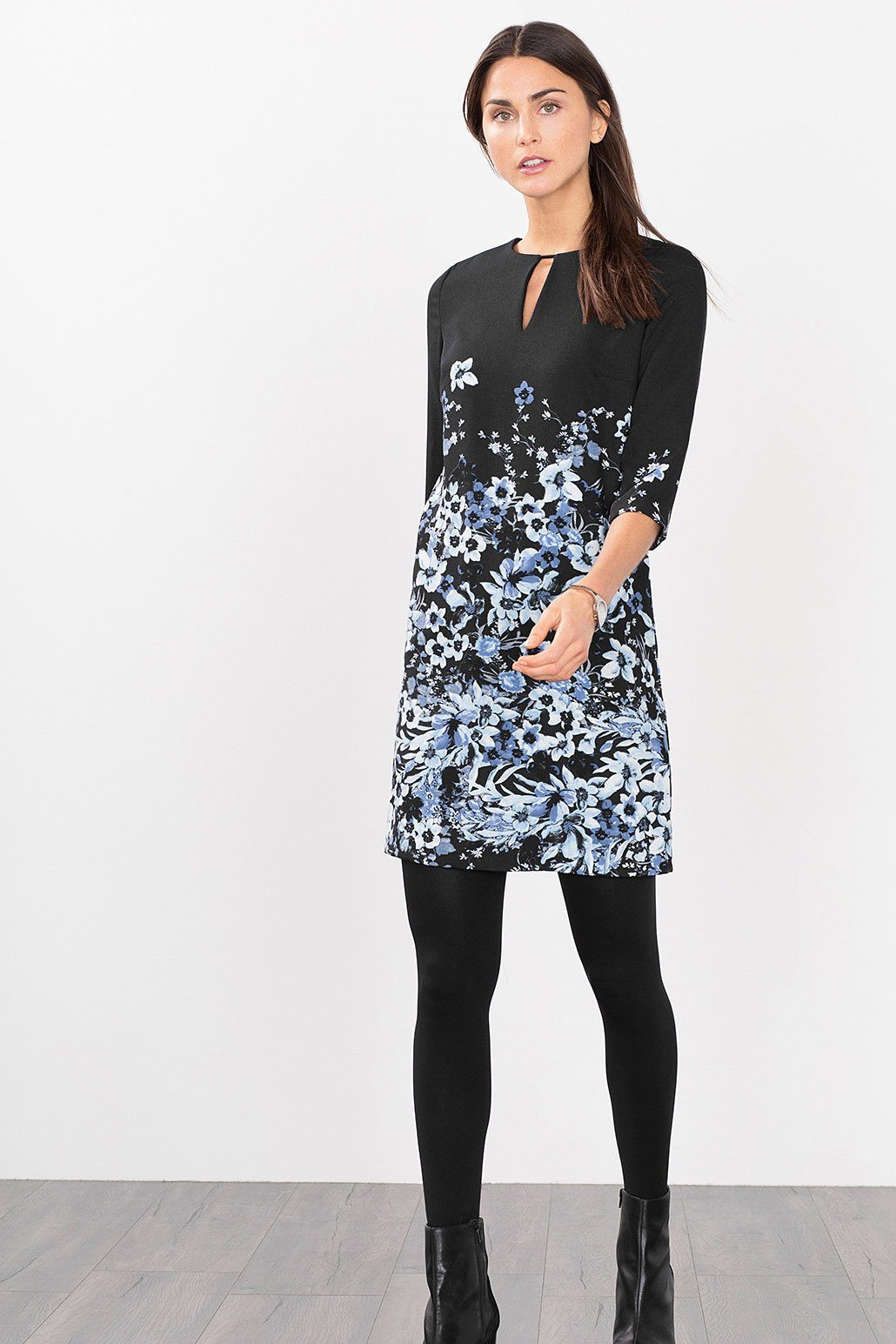Esprit Collection Crepe Kleid Mit Flower Print Otto