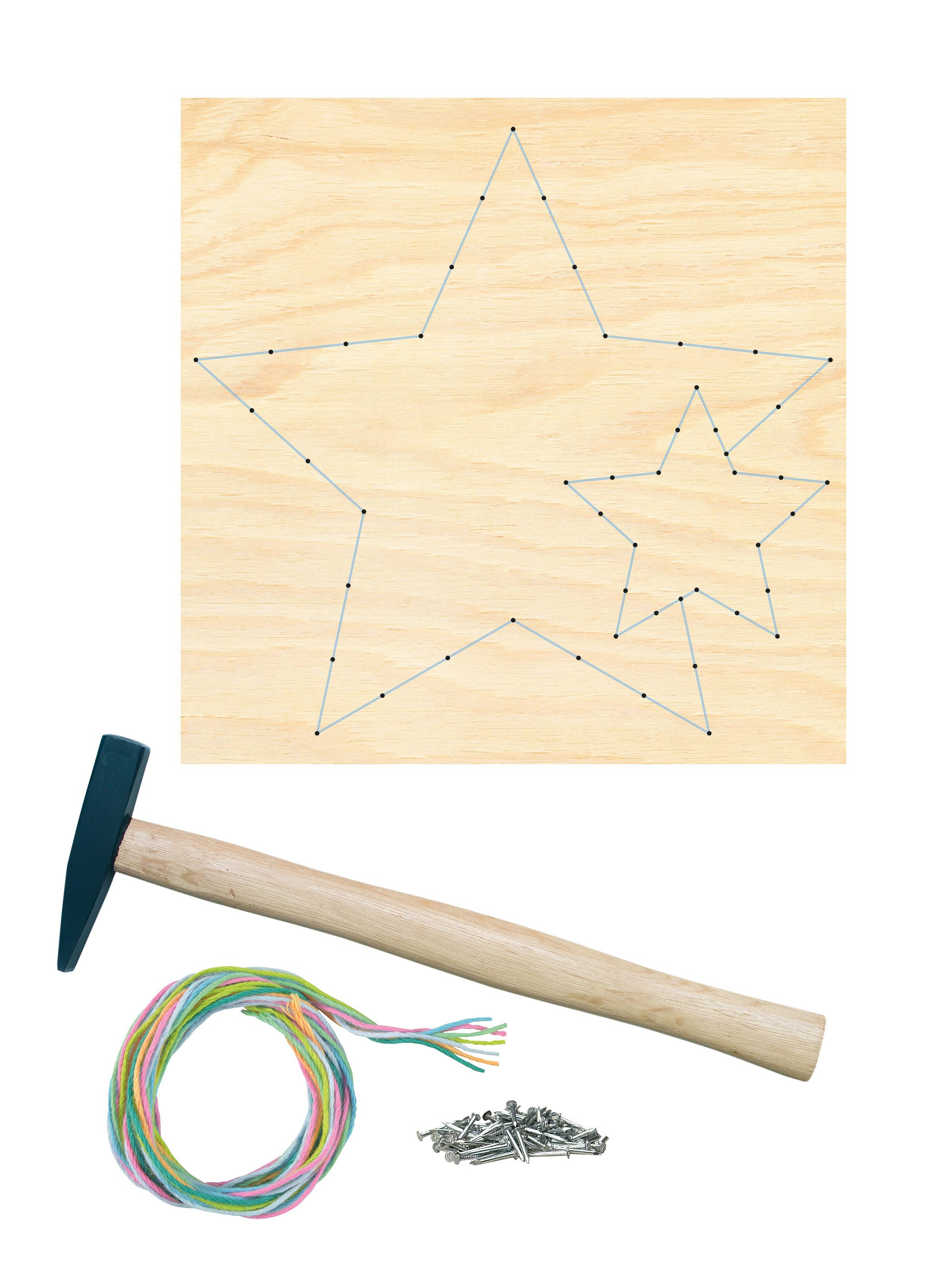 Pebaro Kreativset Nagelbild-Set, Fadenbild Bastelset mit Motiv Stern II, NB12-SET, Kreativkasten