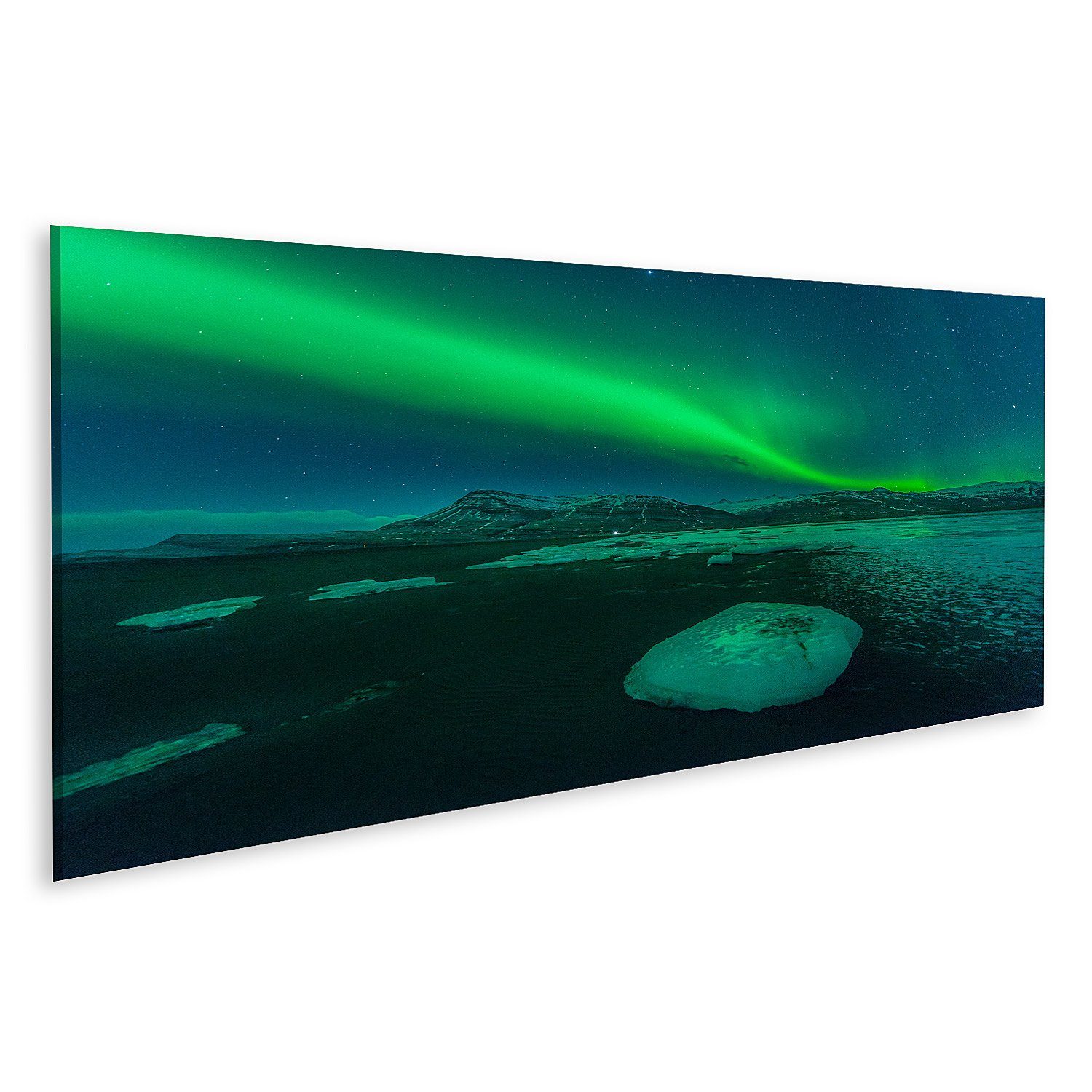 islandburner Leinwandbild Bild auf Leinwand Eine schöne grüne und rote Aurora über der Jokulsarl