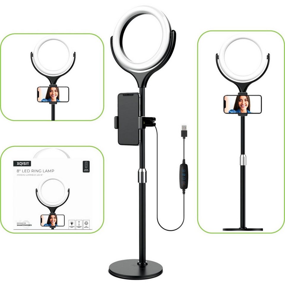 Xqisit Usb Led Ringlicht Stativ Ringleuchte Selfie Handy Halterung