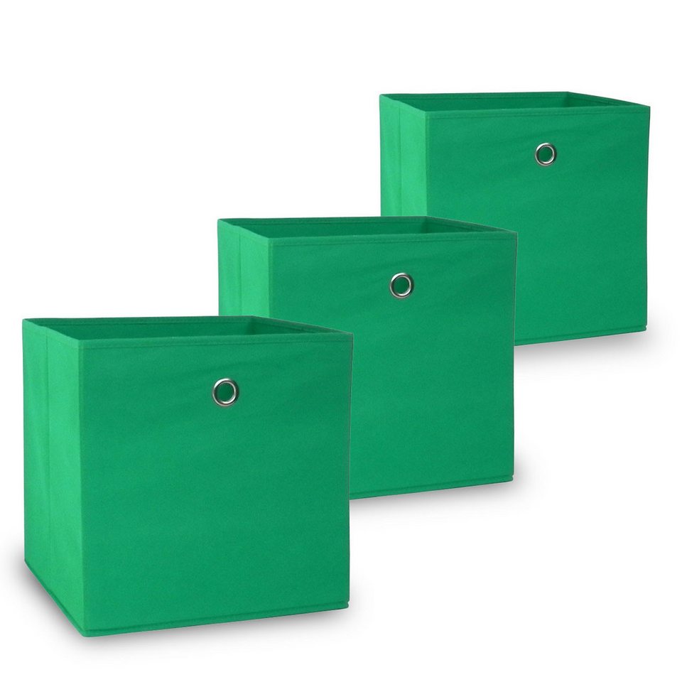 Vladon Faltbox Oslo Aufbewahrungsbox 3er Set Grün 32 X 32 X 32 Cm