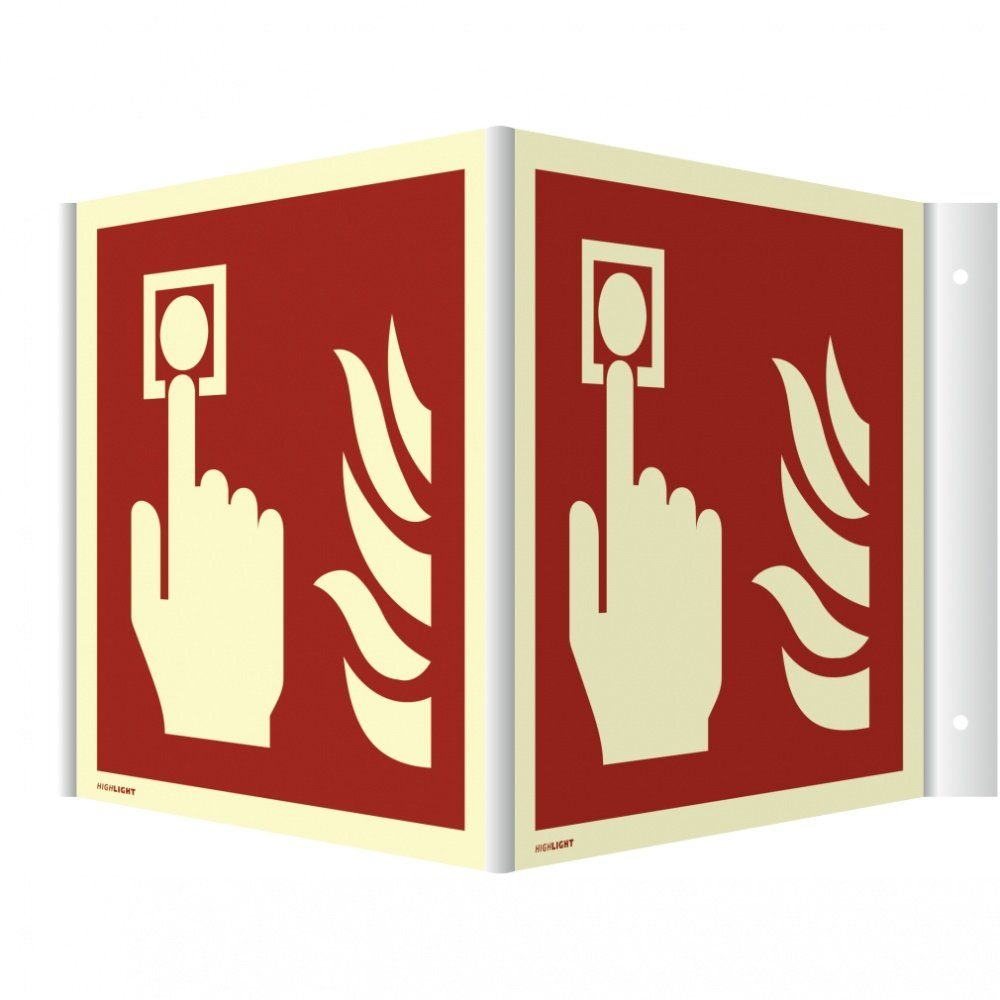 Dreifke Hinweisschild Winkelschild Brandmelder, Symbolschild, ISO 7010
