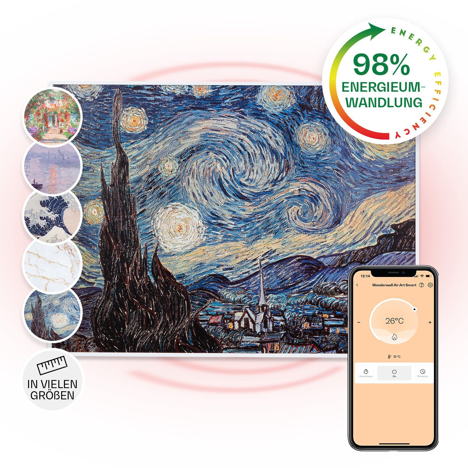 Klarstein Heizkörper Wonderwall Air Art Smart Infrarotheizung 80x60cm
