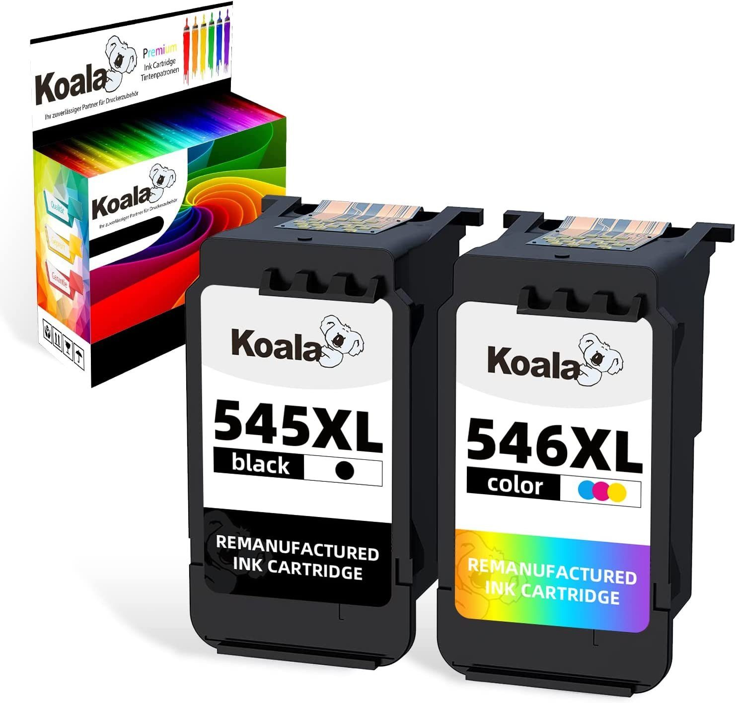 Koala 2er PG-545 XL CL-546 XL Multipack für Canon PG-545 CL-546 Tintenpatrone (Packung ...
