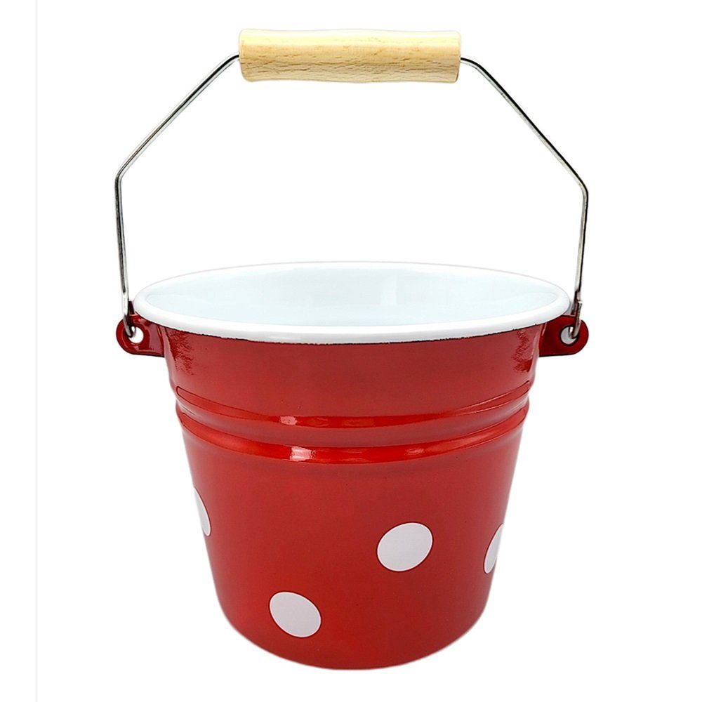 Linoows Putzeimer Emaille Tischeimer, Kinder Eimer, Eiseimer Rot, (Packung), Eimer im Retro Stil ...