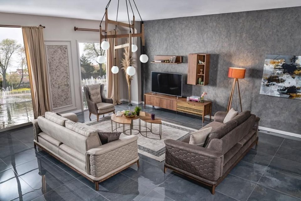 Jvmoebel Sofa Garnitur Sofagarnitur Luxus 331 Sitzer Sofa Stoff Sessel
