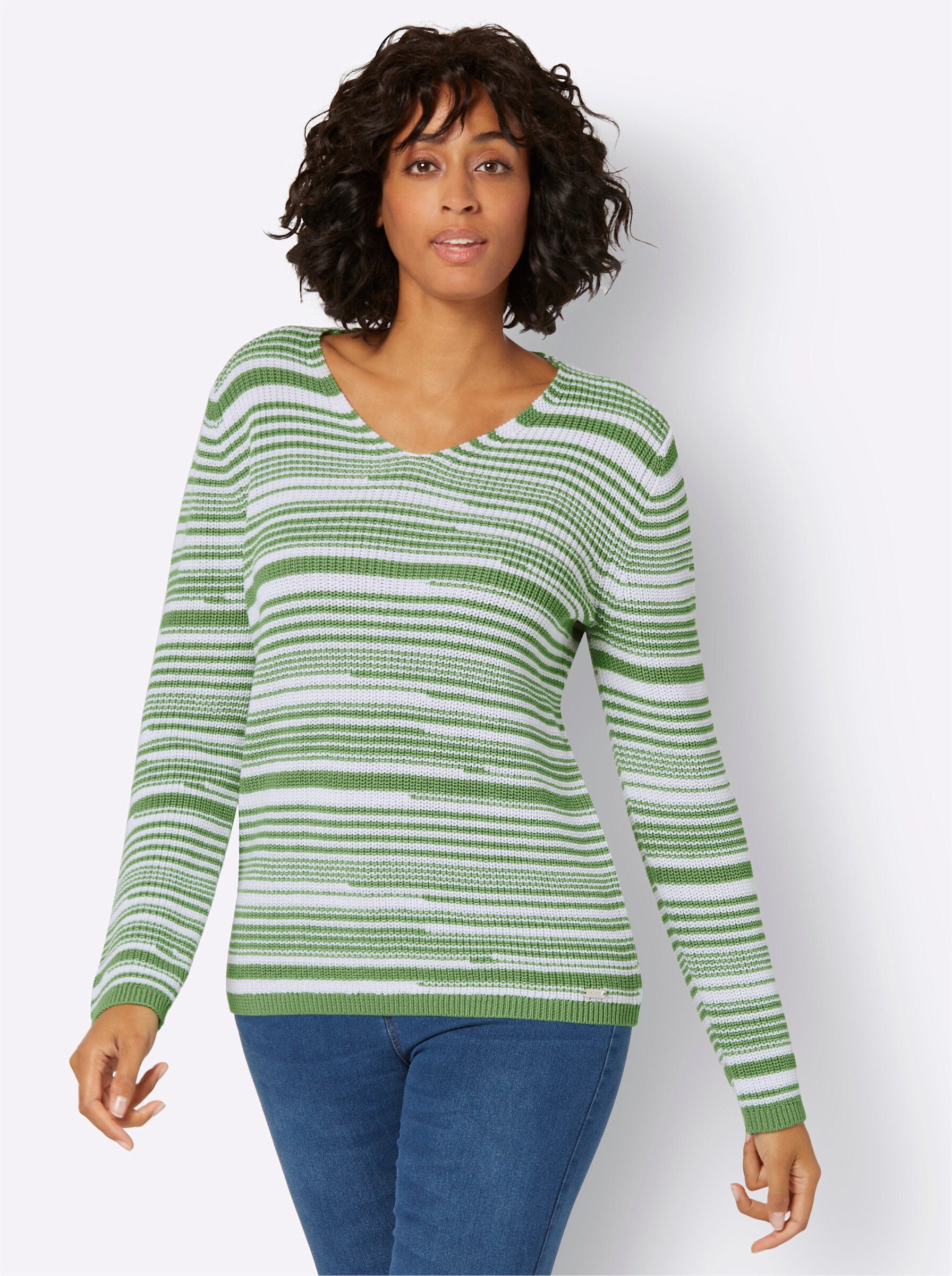 Witt Strickpullover Pullover, Optisch streckender V-Ausschnitt