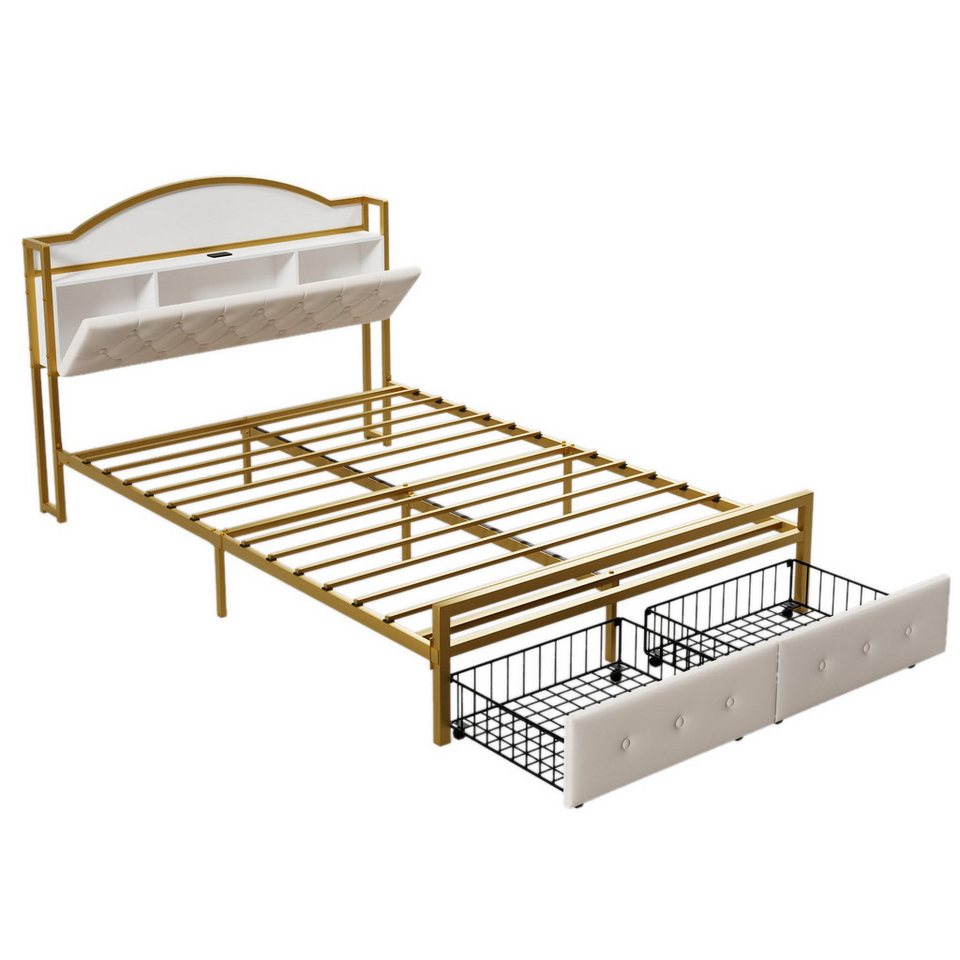 Gotagee Metallbett Flachbett Usb Steckdose Modern Doppelbett Stauraum