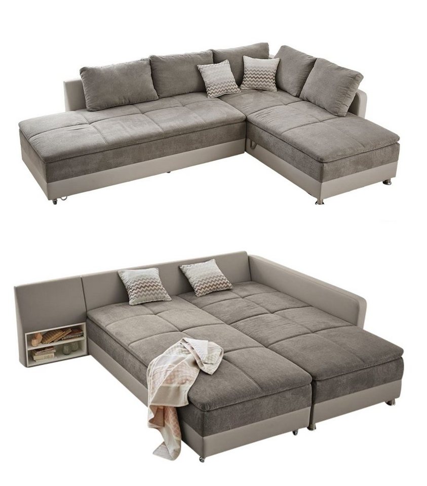 Luma Home Ecksofa 15101 Dauerschläfer Mit Schwenkbarer Ottomane Links
