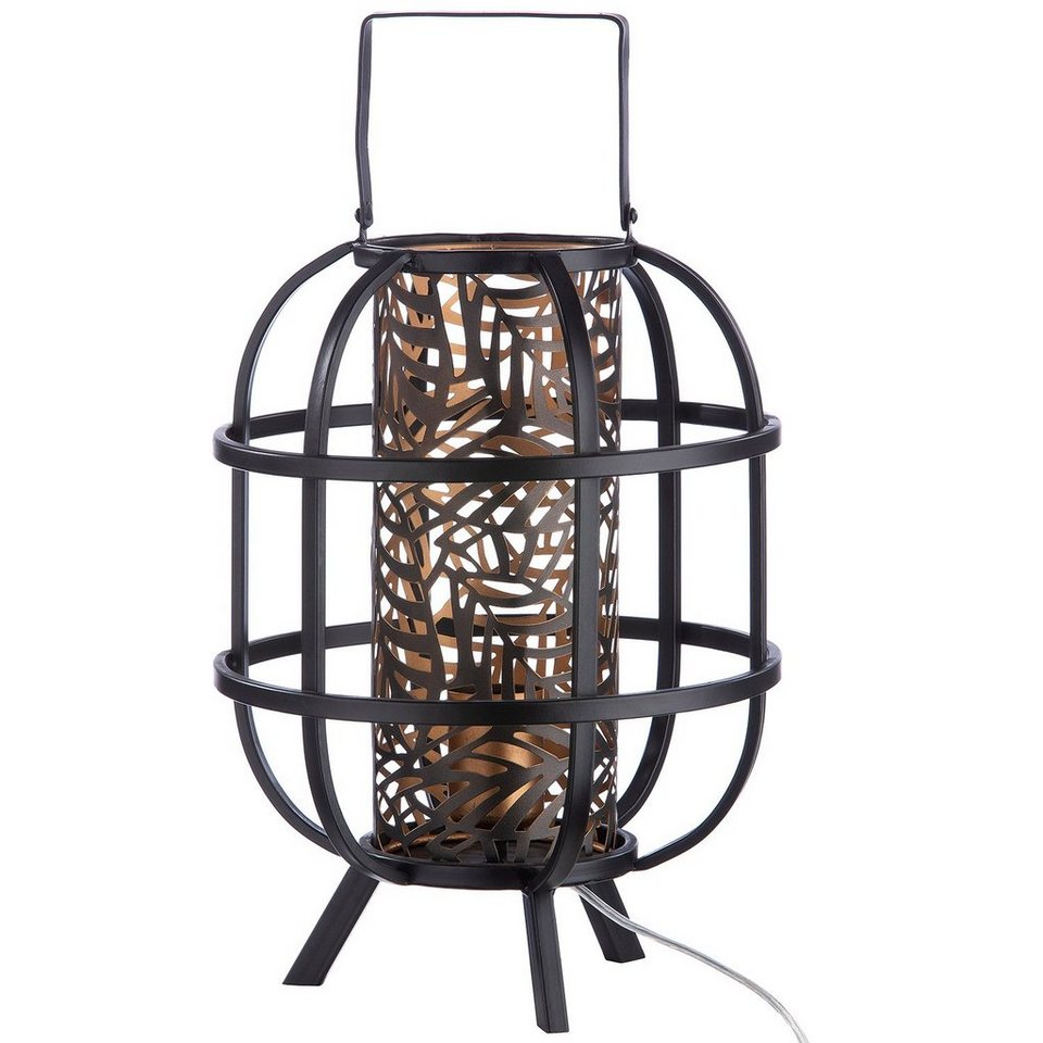 Gilde Tischleuchte Gilde Lampe Blätter Braun Schwarz H 44cm X D 24cm