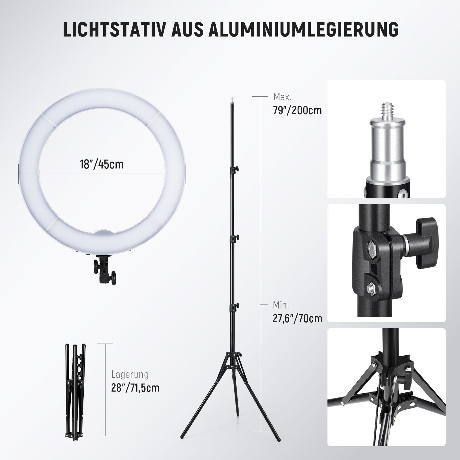 Neewer Ringlicht RL-18 18" LED Ringlicht dimmbar mit Ständer für Studio ...