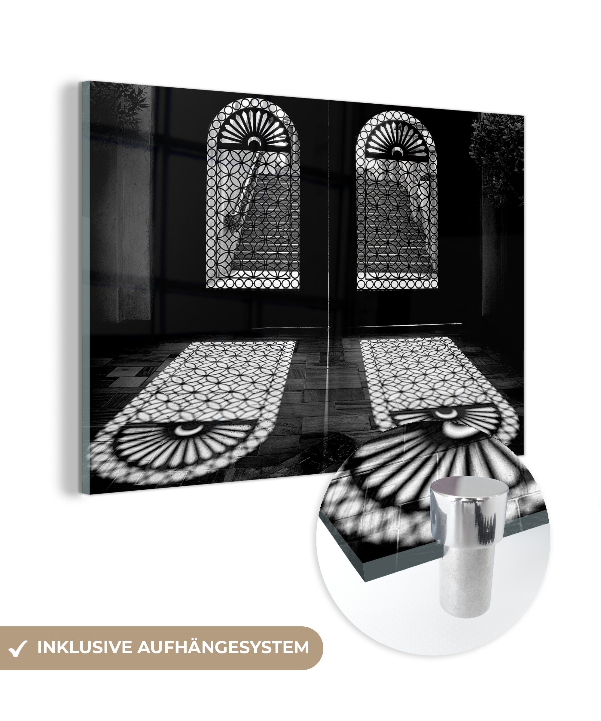 MuchoWow Acrylglasbild Türen - Muster - Schatten - Licht, (1 St), Glasbilder - Bilder auf Glas ...