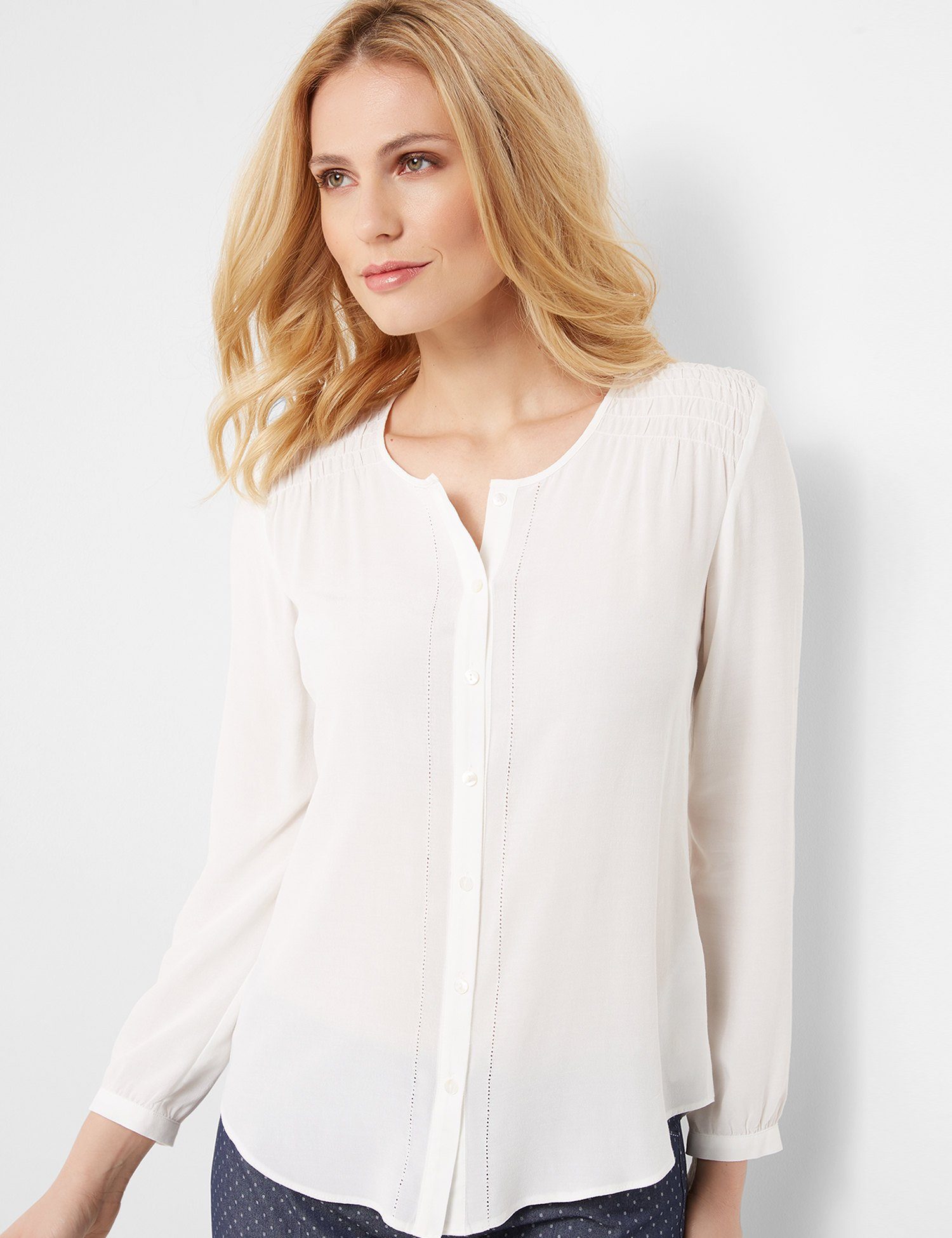 Gerry Weber Bluse Langarm Langarmbluse Mit Smokdetail Online Kaufen