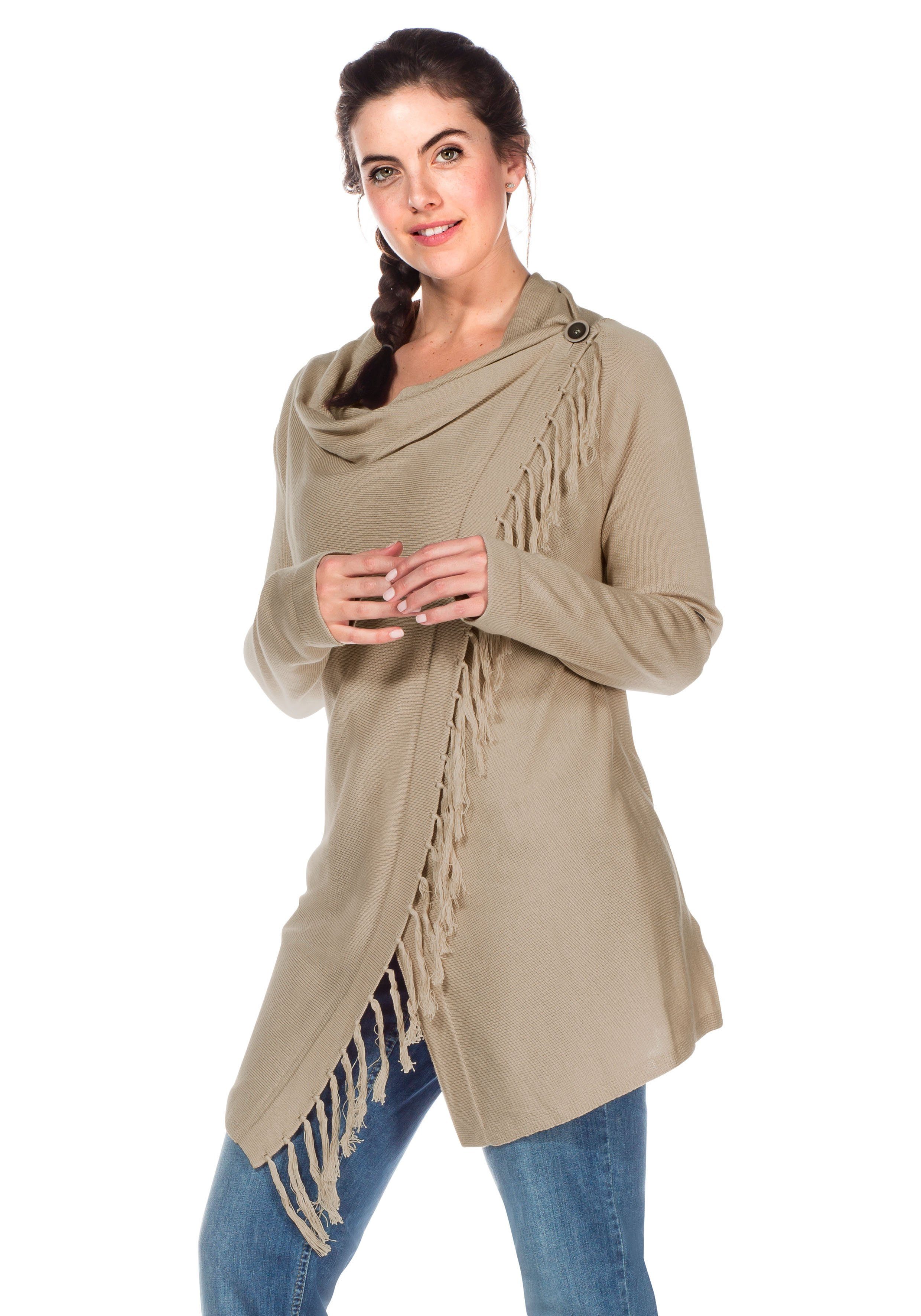 Sheego Strickjacke In Asymmetrischer Form Mit Fransen Online Kaufen Otto