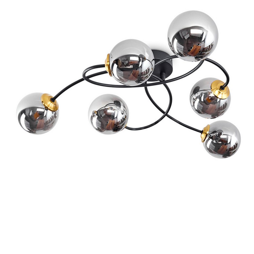 Hofstein Deckenleuchte Isorella Deckenlampe Aus Metallrauchglas In